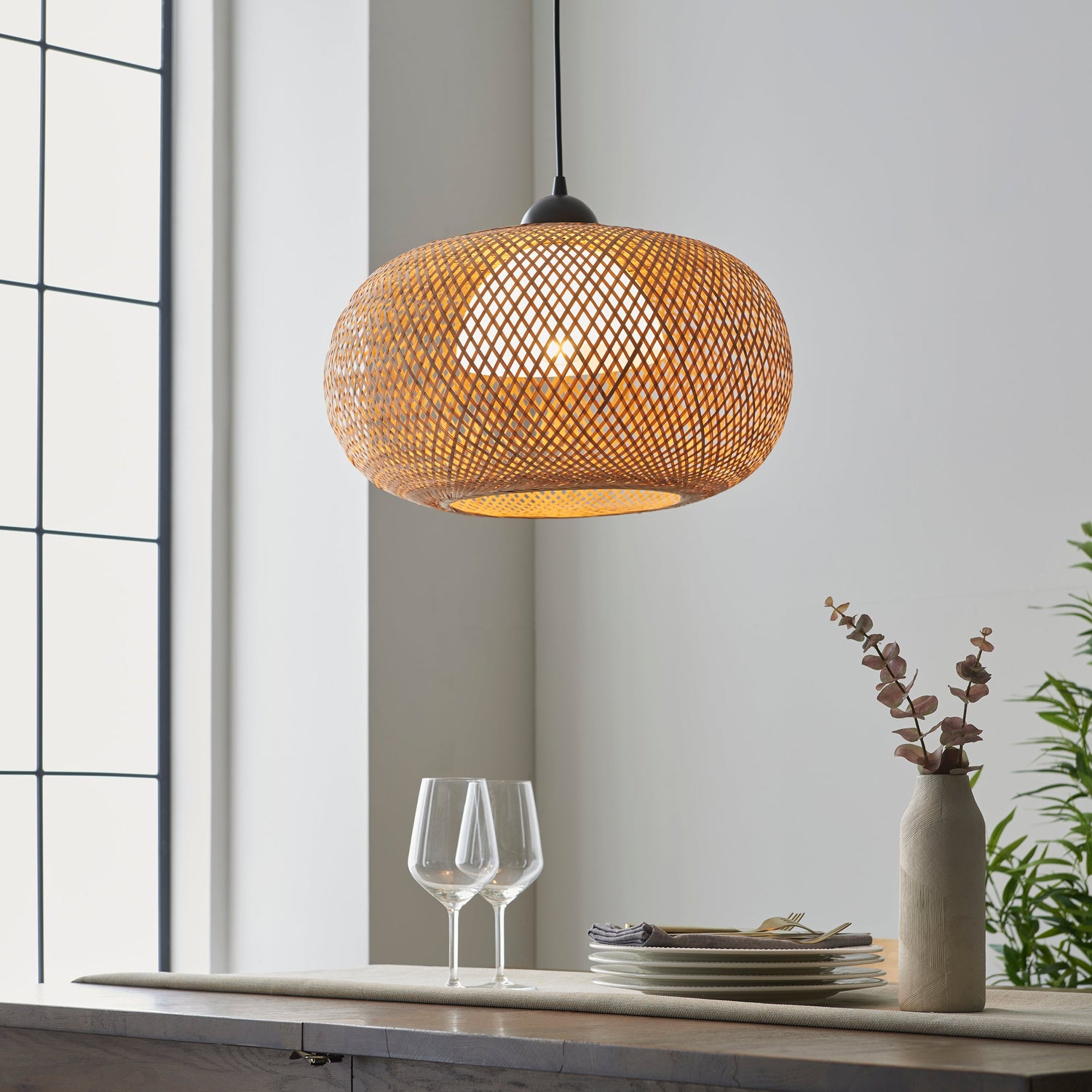 Endon Bali Pendant Light, Bamboo, 101572 – Lampsy
