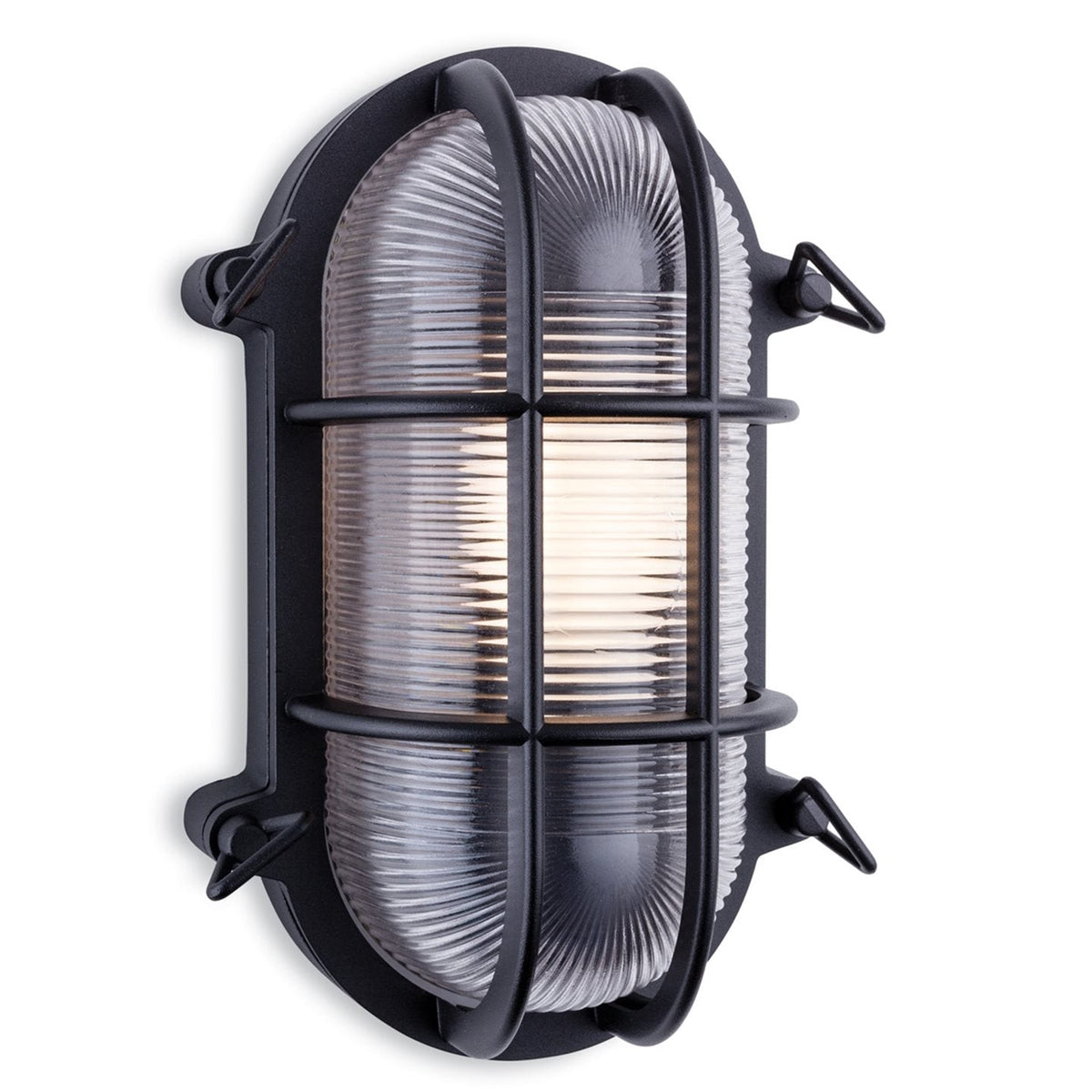 Nahla Oblong Aluminium Outdoor Wall Bulkhead IP65 - Black – Lampsy