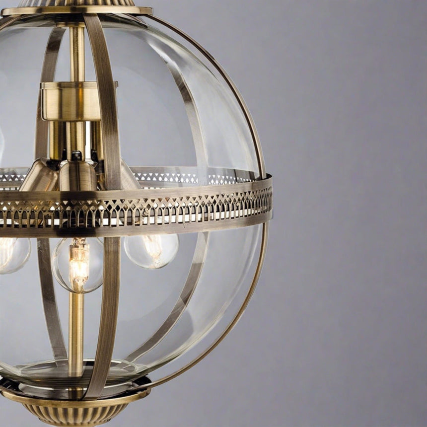 Braeden Glass Orb Pendant Light - Antique Brass – Lampsy
