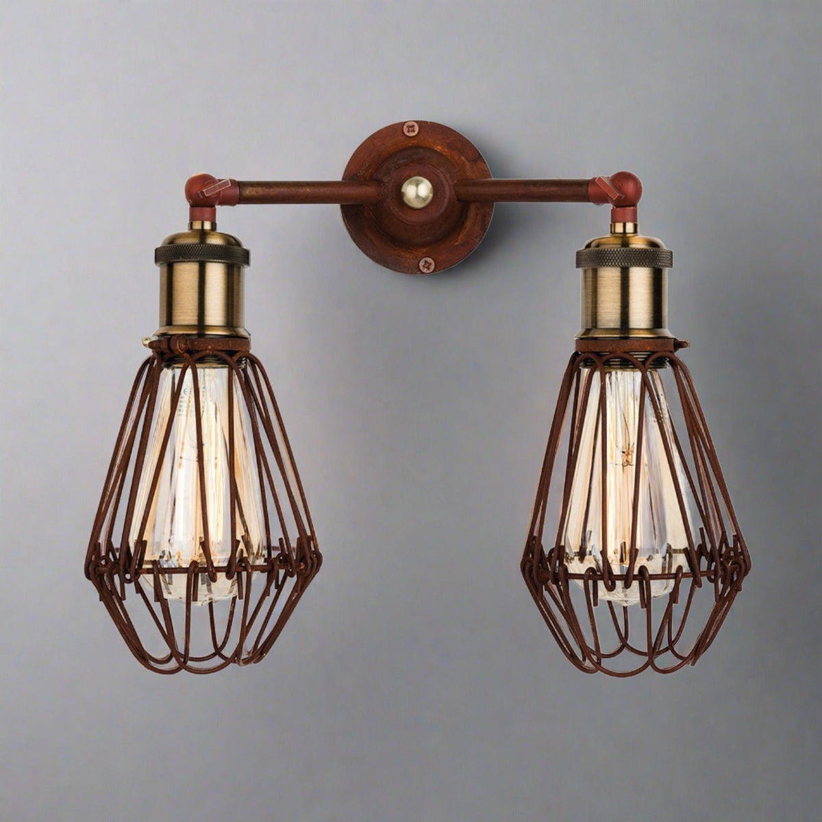 Maison Twin Industrial Steampunk Cage Wall Light – Lampsy